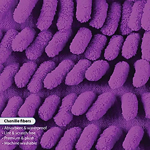 2 Pack. Premium car wash Microfiber Chenille mitt. Super auto Absorbent. Ultrafine Sponge Fiber Glove. Professional Cleaning at Home, Kitchen, Hand car Washing Care. Soap Chemical Resistant. (Purple)
