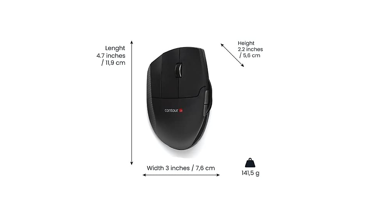 Contour Unimouse: Ergonomic Wireless Mouse for Left-Handed Users
