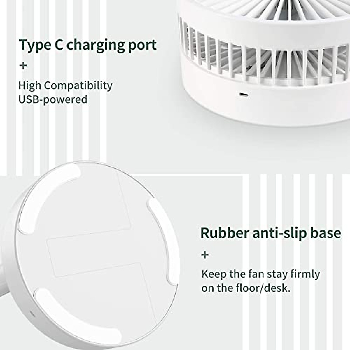 Portable Desk Fan,Foldable Fan Pedestal Stand Floor Fan with Remote Controller Adjustable Height from 14.2'' o 39'', 4 Speeds & Time Settings, 7200mAh Rechargeable Telescopic Oscillate USB Charging