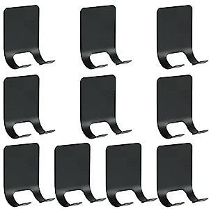 Alise 10 Pcs Self-Adhesive Utility Hooks Coat Hook Double Towel Clothes Hooks for Bathroom Kitchen Wardrobe Window Glass Door Garage,Free-Drilling Stainless Steel Black Finish