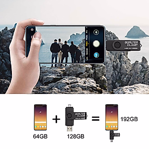 BorlterClamp 128GB USB 3.0 Flash Drive Dual Port Memory Stick, OTG Thumb Drive with Micro USB Drive Port for Android Smartphone Tablet & Computer (Black)