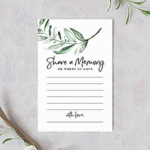 Bliss Collections Share a Memory Cards, Rustic Greenery, Cards for Weddings, Showers, Birthdays, Celebration of Life, Funeral, Retirement, Going Away and Graduation Memories, 4"x6" (Pack of 50)