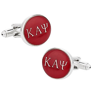Cuff-Daddy Kappa Alpha Psi Fraternity Cuff Links with Hard-Sided Presentation Gift Box Paraphernalia - Crimson Red & Silver Storage Travel Special Occasions Cufflinks for Men