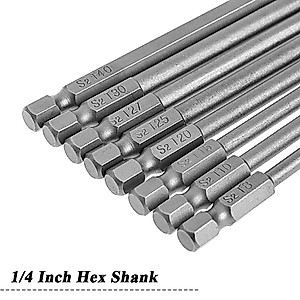Mesee 8Pcs Long Torx Screwdriver Bit Set, 1/4 Inch Hex Shank T8-T40 Security S2 Magnetic Star Torx Head Screw Screwdriver Drill Bits Accessory Tool | 150mm Length