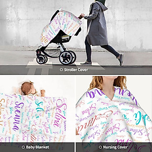 Personalized Baby Name Car Seat Covers for Girls,Nursing Custom Carseat Canopy for Babies Boy Winter Breastfeeding Cover Car Seat Canopies for Newborn Infant Toddler