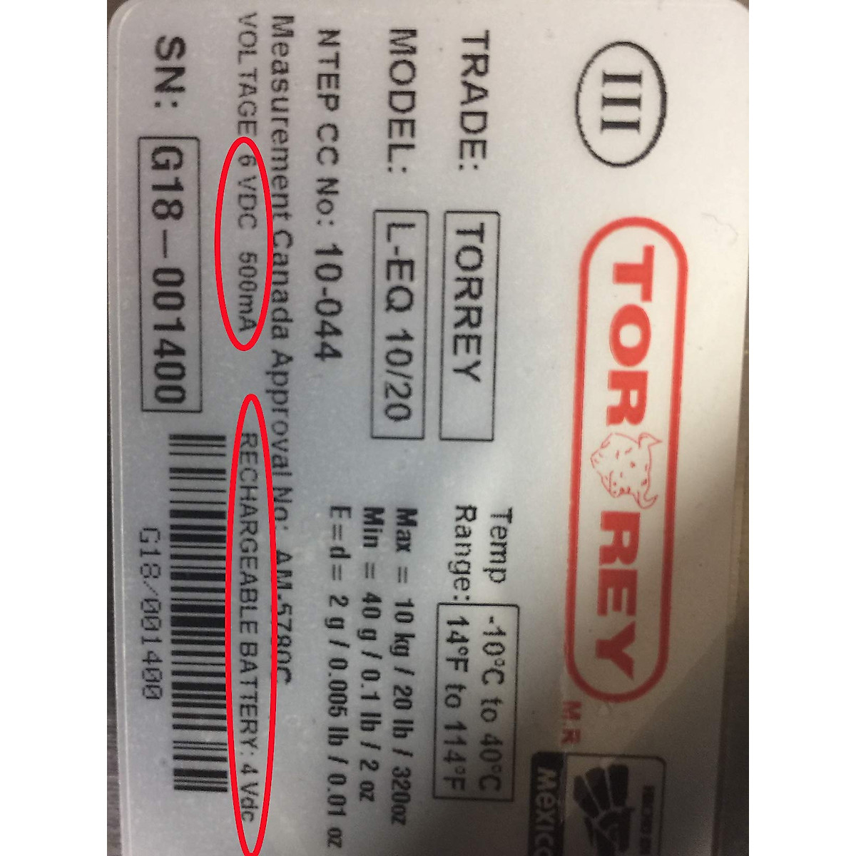 Tor-Rey 6 Volt Power Supply/AC Adaptor Transformer for LPC-40L / PC-40L /PC-80L Scale with 4 Volt Battery