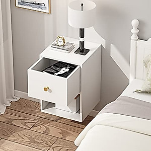 BOTALEGRE Floating Nightstand with Motion Sensor Light Wall Mounted Shelf with Drawer and Open Storage Shelf