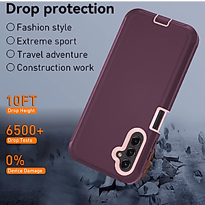 Nofnus for Samsung Galaxy A14 5G case,A14 5G Heavy Duty case,[Military Grade Protective ][Shockproof] [Dropproof] [Dust-Proof], ONLY Fit Galaxy A14 5G Phone (WineRed/Pink)