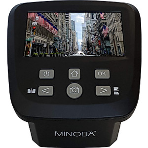 MINOLTA Film & Slide Scanner, Large 5" Screen, Convert Color & B&W 35mm, 126, 110 Negative & Slides, Super 8 Films to High Res 22MP JPEG Digital Photos, 16GB SD Card, Worldwide AC Adapter (Black)