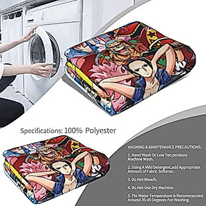 Japanese Anime Cartoon Straw Hat Pirates Throw Blanket Flannel Soft Cozy Warm Lightweight Blanket for Home Bedding Living Room Sofa Couch Bedroom Decor Bed Blanket 40X50