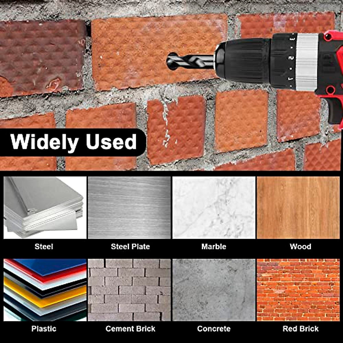 UBESTHS Masonry Drill Bits Set 10PCS, Concrete Drill Bit Set with Tungsten Carbide Tip for Glass,Tile, Brick, Cement, Concrete, Plastic, Cinder Block, Wood etc