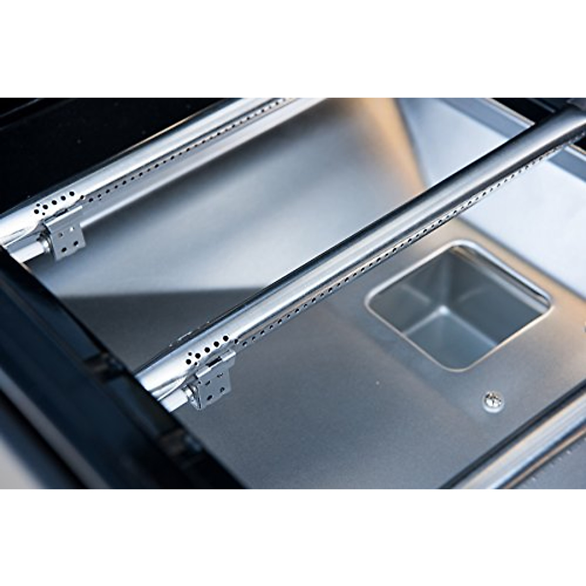 Megamaster 720-0982 5 Burner Propane Barbecue Gas Grill, Side Shelves with Hooks, for Outdoor Cooking, Patio, Garden Barbecue Grill, 50000 BTUs, Open Chart, Black