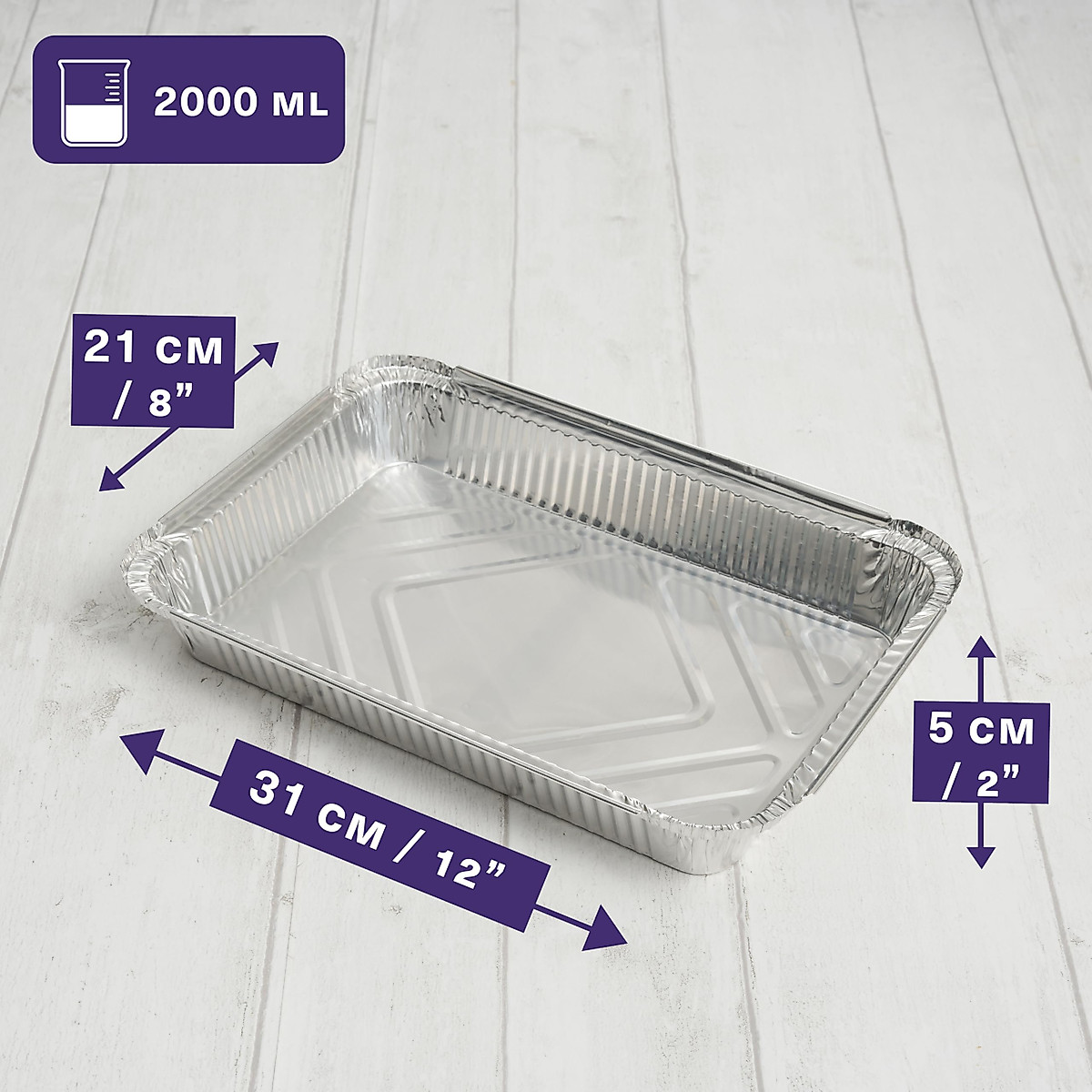 MATANA 8x12" Aluminum Pans Foil Trays (25 Pack) Cooking, Roasting, Baking, Cakes, Bread, Chafer, Crawfish, Lasagna Trays, Party