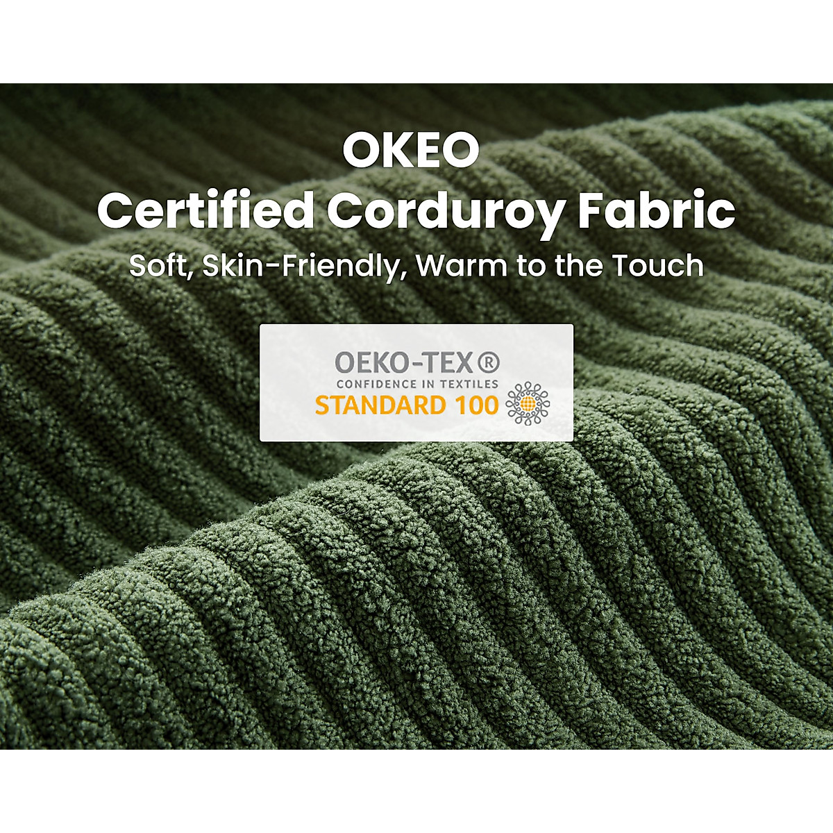 CHIC HOUSE Modular Sectional Sofa Corduroy Couch, Customizable U-Shaped Sofa with Storage Ottoman, Reversible Chaise for Living Room, Oversized L-Shaped Sofa Set (Green, 4 Seater Sectional)