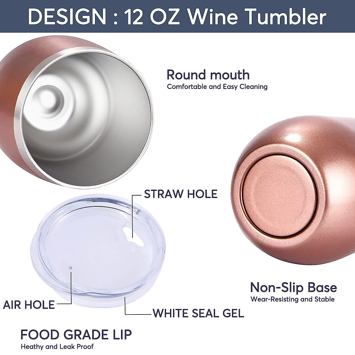 SELPONT om Daughter Son, Mommy Birthday Gifts for Mom, Funny Mothers Day Gifts for Wife Momma New Mama Shark Needs Wine Tumbler with Sayings Lid Straw Mom Gifts Christmas 12oz Rose Gold