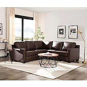 Nice Link Home Furnishings Lauren Leather Two Piece Dark Brown Colored Sectional