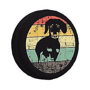 Vintage Dachshund Dog Funny Tire Cover Universal Fit Spare Tire Protector for Truck, SUV, Trailer, Camper, Rv