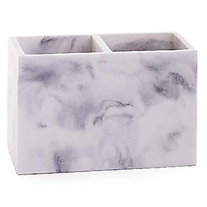 BINO Multi Purpose 2 Compartment Organizer - Makeup Brush Holder Makeup Brush Organizer Holder Makeup Holder Organizer Toothbrush Holder Marble Bathroom Accessories