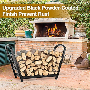 GREENER Small Firewood Rack Indoor Log Holder Wood Storage For Fireplace, Heavy Duty Metal Firewood Holder with Removable Holders, Up-Loaded to 120lb，Decor Outdoor Log Holder
