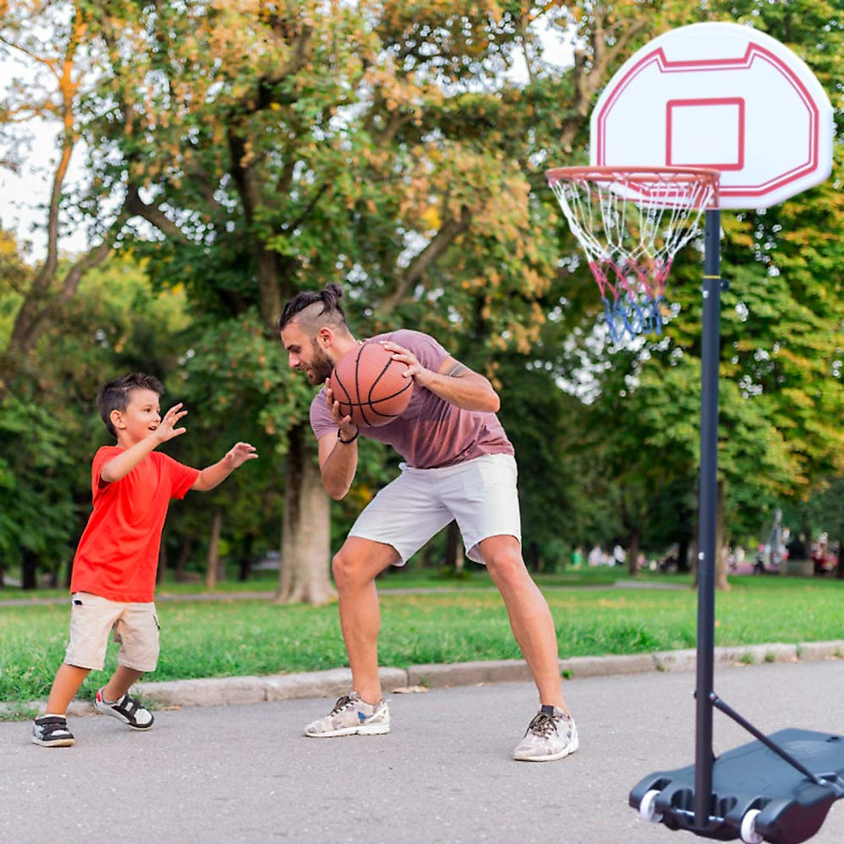 Sibosen Basketball Hoop Outdoor, 6.5-8ft Height Adjustable, Portable Basketball Goal System w/Wheels, 29 Inch Backboard, Swimming Pool Basketball Hoop & Goal for Kids/Adults Indoor