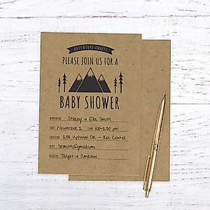 Adventure Awaits Baby Shower Invitation / 25 Mountain Themed Fill in The Blank Baby Shower Invites