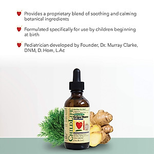 CHILDLIFE ESSENTIALS Organic Gripe Water for Babies - Gripe Water Newborn, Gas Drops for Newborns, Baby Drops for Gas & Colic Relief, Infant Gas Relief with Ginger, Fennel, Dill - 2 Fl Oz (Pack of 1)