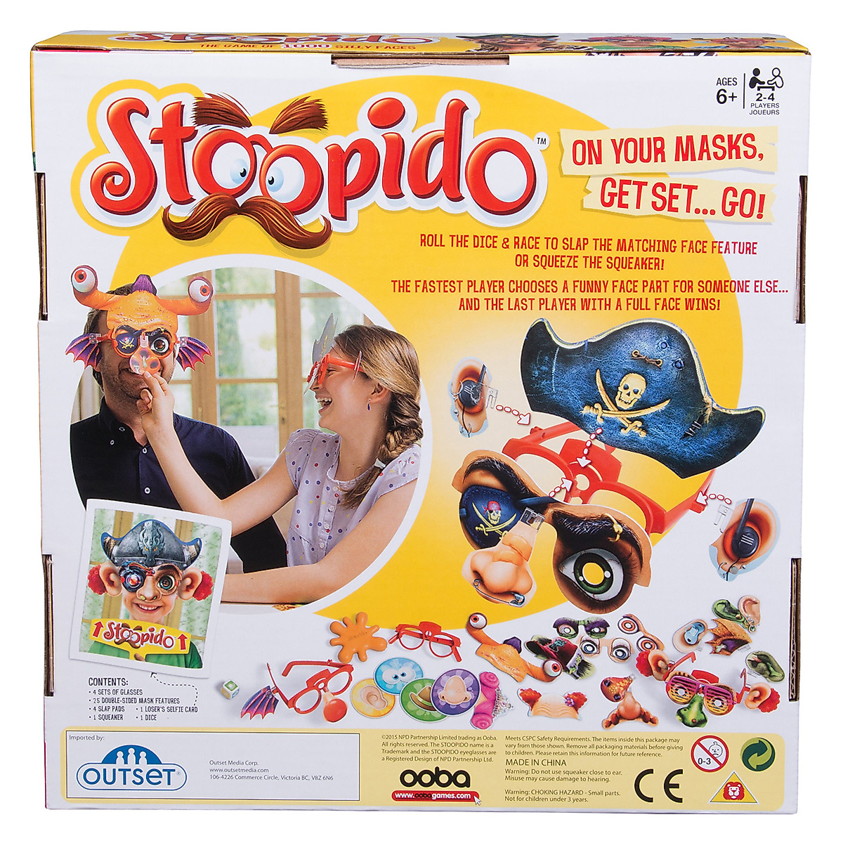 Outset Media Stoopido - The Family Party Game of 1000 Silly Faces - Includes 25 Double-Sided Face Masks for Endless Combinations - Ages 6+