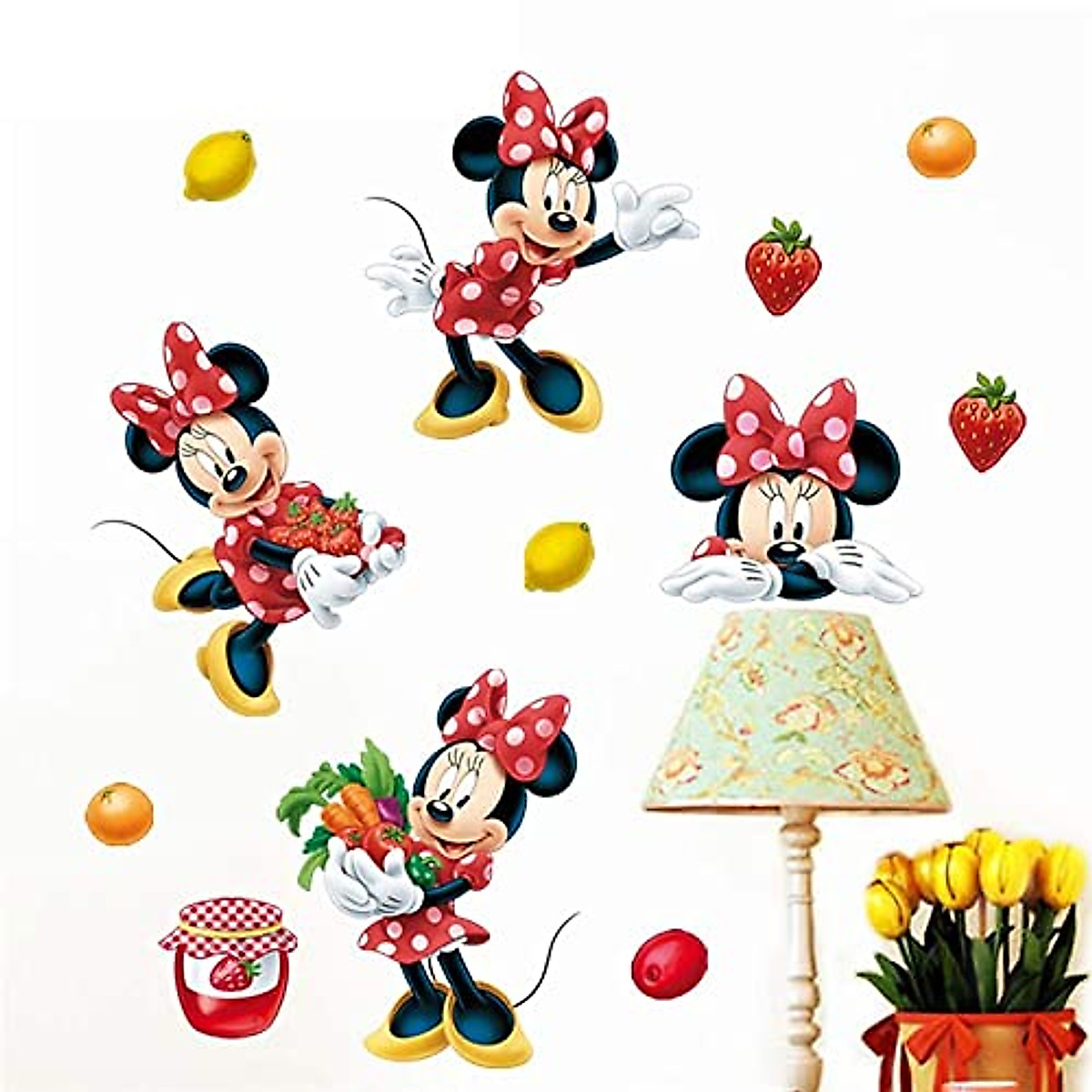 SchwartsCount-Minnie Mouse Wall Decals, Minnie Mouse Wall Stickers, Disney Minnie Wall Decals, Removeable Vinyl Cartoon Peel and Stick Large Sticker