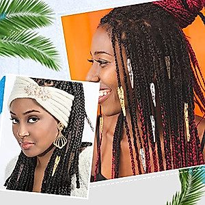 PH PandaHall 100 Pcs 5 Colors Goddess Hair Beads, 1.6 Inch Long Flower Bead Caps Bead End Hollow Bead Caps Spacers for Earring Pendant Neckalce Jewelry DIY Craft Goddess Beads for Hair Braid Jewelry