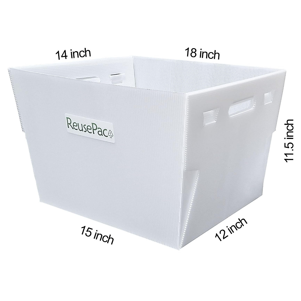 REUSEPAC Postal Mail Tote Nestable Box, Storage Bin Container, Laundry Basket for Home and Business, Corrugated Plastic, Lightweight, Heavy Duty, Foldable,10 Gal (nWhite 4 Pack)
