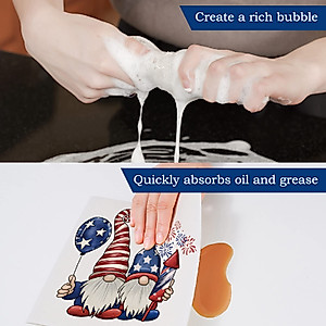 AnyDesign Happy 4th of July Swedish Dishcloths American Flag Stars Truck Gnome Kitchen Dish Towel 7x8 Patriotic Reusable Cotton Kitchen Towel for Independence Day Home Cleaning Housewarming, 6 Pack