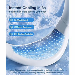 TORRAS [COOLiFY Air・2024 Upgrade Neck Air Conditioner, Ultra-Light Portable Neck Fan Rechargeable, Personal Cooling Device Neck Fans that blow cold air with 3 Modes Fan/Cooler/Heat, White