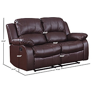 Homelegance Resonance 60" Bonded Leather Double Reclining Loveseat, Brown