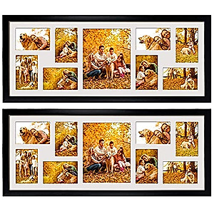 WIFTREY 3 Pack Wall Mount Floating Corner Shelves and 2 Pack 4x6 Picture Frames Collage with 9 Openings