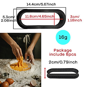 FOVIUPET 8pcs Oval Tart Rings Oval Tart Bottom Tower Cake Ring Mold Carbon Fiber Non Stick Perforated Tart Rings for Mousse Cheese Cake Muffin Pie Kitchen Baking Tart Molds (Black Oval)