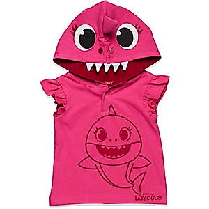 Pinkfong Baby Shark Toddler Girls French Terry Short Sleeve Hoodie & Shorts Set 3T