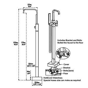 Artiqua Freestanding Bathtub Faucet Tub Filler Oil Rubbed Bronze Waterfall Floor Mount Single Handle Brass Bathroom Faucets with Hand Shower