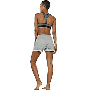 icyzone Workout Lounge Shorts for Women - Athletic Running Jogging Cotton Sweat Shorts(Pack of 2)(M,Black/Grey)