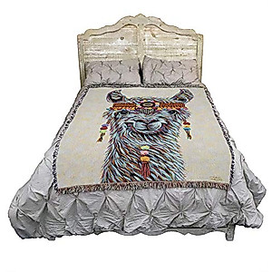 Pure Country Weavers Hippie Llama Blanket by Carolee Vitaletti - Cute Funny Gift Tapestry Throw Woven from Cotton - Made in The USA (72x54)