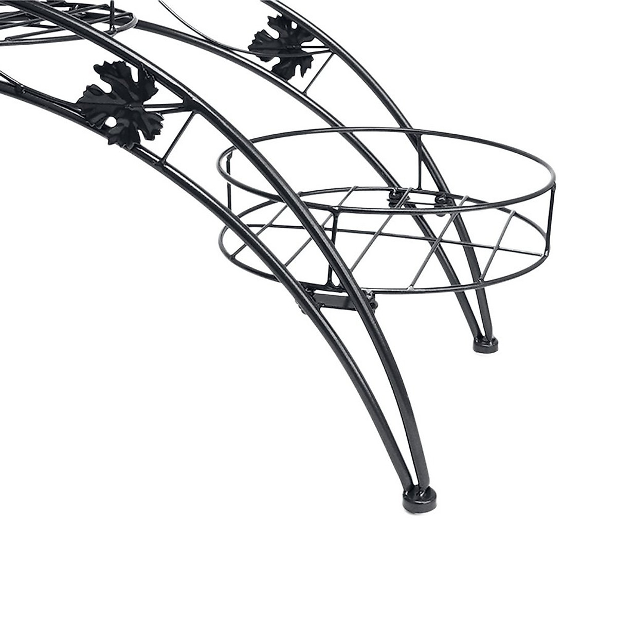 DAZONE Arch Metal Potted Plant Stand with 3 Holders Potted Plant Rack Organizer (Black)
