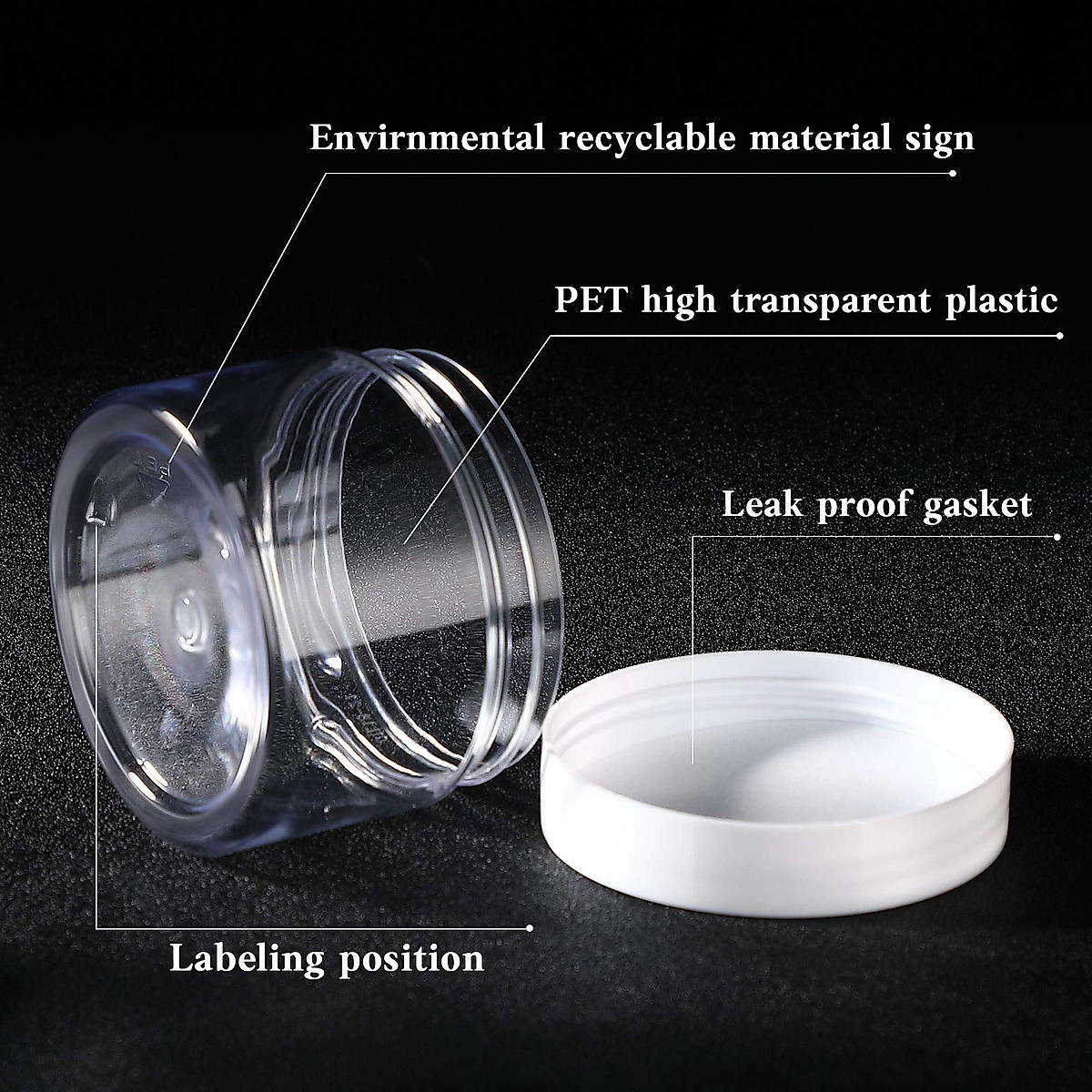 4 Pieces Round Clear Wide-mouth Leak Proof Plastic Container Jars with Lids for Travel Storage Makeup Beauty Products Face Creams Oils Salves Ointments DIY Making or Others (White, 6 Ounce)