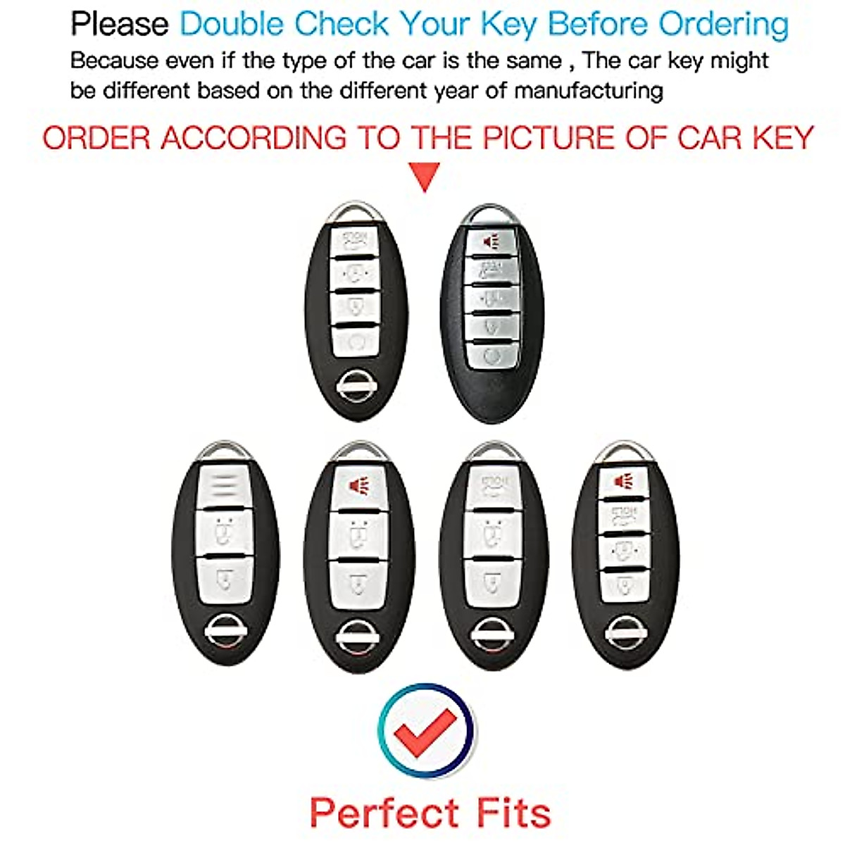 Amebom Compatible with Nissan Key Fob Cover,Fob Cover Case for Nissan Altima Maxima Murano Rogue Sentra 370z Pathfinder Smart Remote Premium Soft TPU Key Cover 2/3/ 4/5 Button, B-(Red)