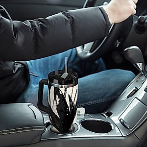 Bokkoy Ink Painting Lily 40 oz/30 oz Tumbler with Handle and Straw Stainless Steel Tumbler with Lid Reusable Vacuum Insulated Cup