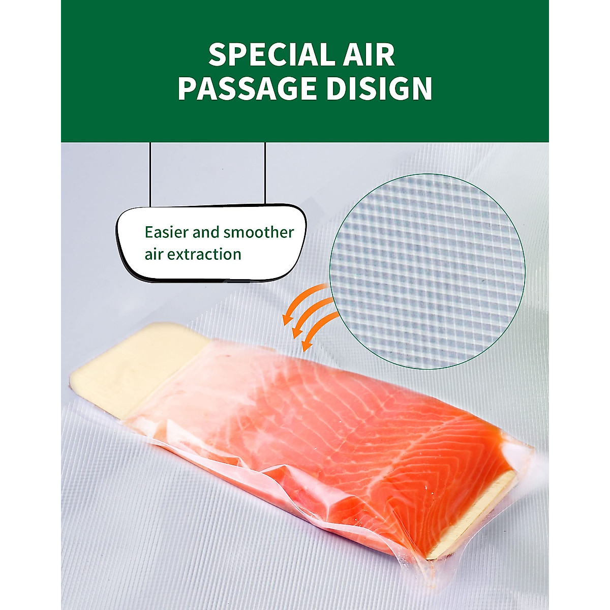 ZRFooCoo Vacuum Sealer Bags, 50 Count 12" x 16" Freezer Bags for Vacuum Sealer, BPA Free Heavy Duty Vacuum Sealer Bags for Airtight Food Storage and Sous Vide