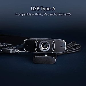 ASUS Webcam C3 1080p HD USB Camera - Beamforming Microphone, Tilt-Adjustable, 360 Degree Rotation, Wide Field of View, Compatible with Skype, Microsoft Teams and Zoom (Renewed)