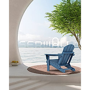 SERWALL Folding Adirondack Chairs Weather Resistant for Outdoor, Patio, Lawn, Garden, Backyard Deck, Fire Pit - Blue