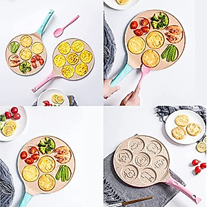 MINTER Pancake Pan With 7 Animal Designs for kids - Round Ceramic Pancake Pan Nonstick Surface & Comfortable Handle - Mini Pancake Crepe Pans Griddle Nonstick (pink)