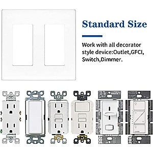 2-Gang Decora Wall Plates, Standard Size Unbreakable Polycarbonate, Screwless Switch Plate gfci Outlet Cover (2 gang screwless white 1pack)