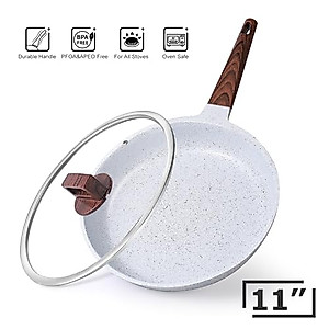 MGC 11 inch Skillet With Lid,PFOA&PTFE Free Ceramic Nonstick Frying Pan,Oven and Dishwasher Safe, Professional Cookware German Compatible with All Stovetops