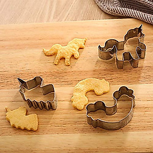 Zavaca 3 Pieces Unicorn Cookie Cutters, Stainless Steel Unicorn Biscuit Cutter, Unicorn Head, Rainbow for DIY Baking